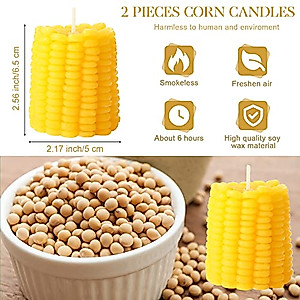 Coume 2 Pieces Fall Corns Decor Pillar Candles Fake Corn Scented Candles Soy Wax Corn Candles for Autumn Thanksgiving Harvest Party Home Table Office Birthday Decorations, Bluebell Fragrance