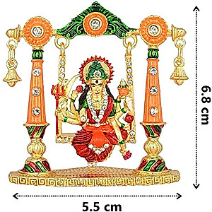 SKYSHOPPINGHUB Metal Maa Durga Sherawali MATA Idol On Jhula Car Dashboard Mandir Puja 1 Pcs