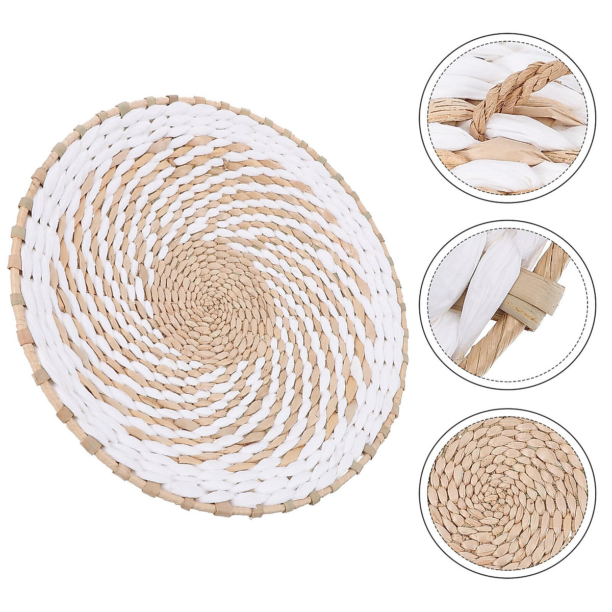 Kichvoe Woven Wall Hanging Baskets Decorative Rattan Basket Rattan Basket Wall Decor Wall Basket Decor Unique Wall Decor Woven Wall Plate Decor Basket Wall Art Grass Round Wall Decoration