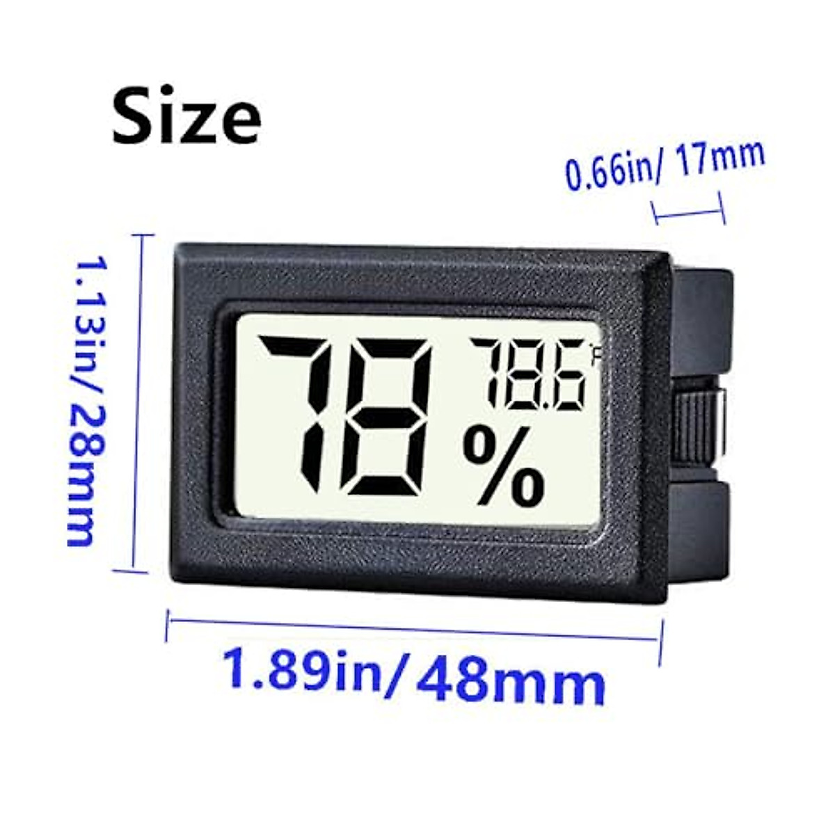 Meggsi 2-Pack Mini Digital Hygrometer Gauge Indoor Thermometer, LCD Monitor Temperature Outdoor Humidity Meter for Humidors Greenhouse Jars Incubators Guitar Case, Display Fahrenheit (℉)