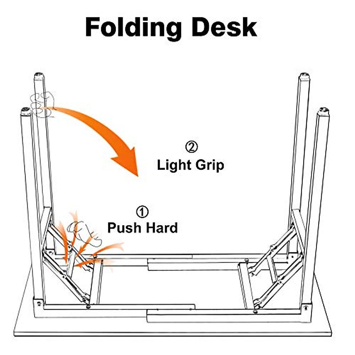 Folding Table Computer Desk, No Assembly Required, Sturdy and Heavy Duty Writing Desk for Small Spaces, Brown