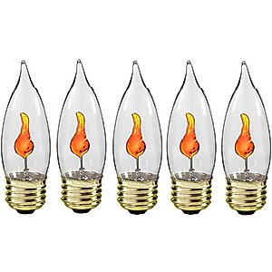 Creative Hobbies® 10J Flicker Flame Light Bulb -Flame Shaped, E26 Standard Base, Flickering Orange Glow - Box of 5 Bulbs