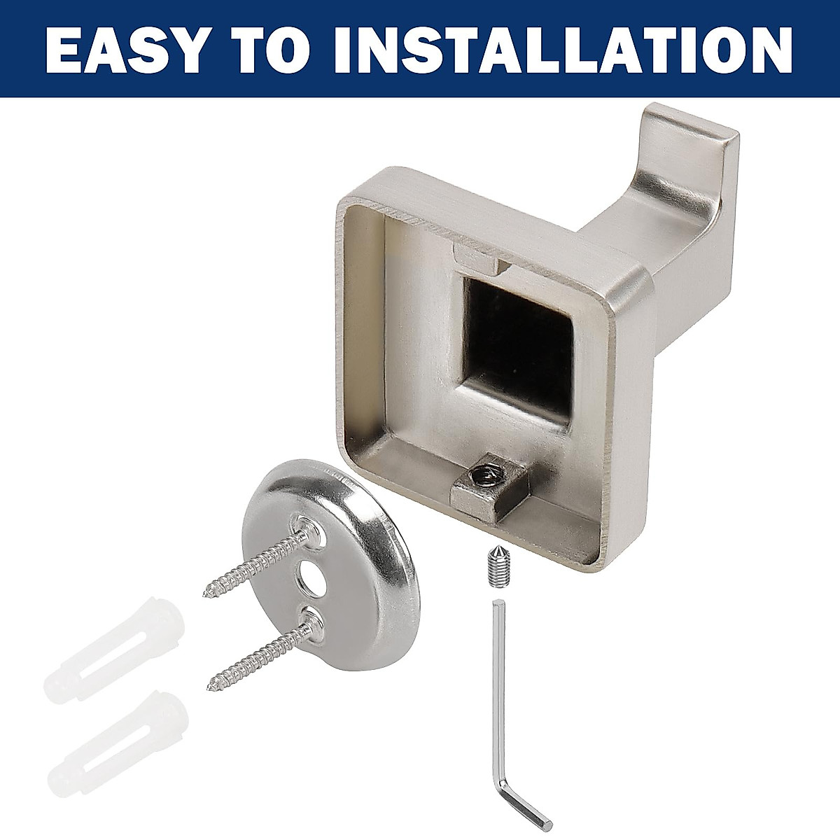 NearMoon Bath Towel Hooks -SUS304 Stainless Steel Square Clothes Robe Hooks Hanger, Heavy Duty Coat Hooks for Bathroom Livingroom Hotel Kitchen Garage, Wall Mounted - 3 Pack (Brushed Nickel)