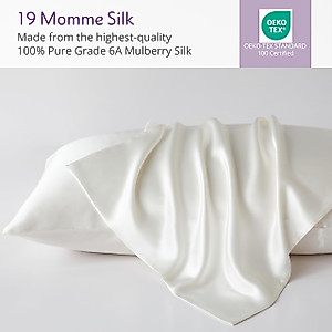 Mulberry Park 100% Silk Pillowcase - 19 Momme, Grade 6A Mulberry Silk - Deep Envelope Closure - Green/Standard (20'' x 26'')