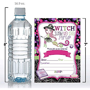 Fancy Halloween Witch Halloween Birthday Party Invitations, 20 5x7 Fill In Cards with Twenty White Envelopes by AmandaCreation