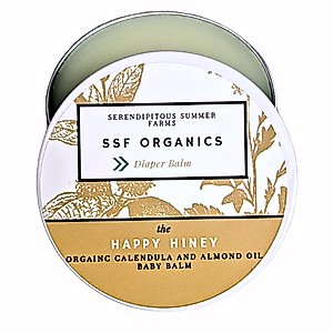 SSF Organics- HAPPY HINEY- Organic Calendula Diaper Balm. 100% Natural. Hand Crafted in Small Batches. Safe for Rashes, Cradle Cap, Chapped Skin.