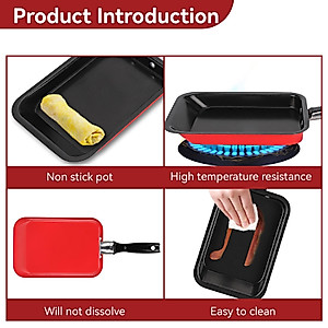 Omelette Pan, Tamagoyaki Pan Nonstick Frying Pan Griddle Pan Skillet with Spatula Nonstick Carbon Steel Egg Frying Pan Japanese Omelette Pan with Kitchen Cooking Tools (7.1 X 4.9 X 0.8in)
