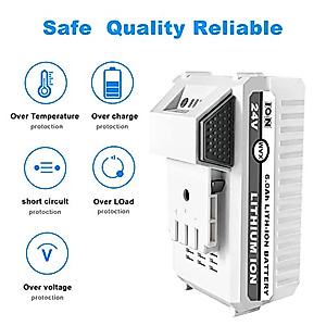 Gemho 6.0Ah 24V Replacement Battery Compatible with Snow Joe Compatible with Sun Joe iON+ System 24V 24BAT-LTX 24VBAT-LTW 24VBAT-LTE 24VBAT-LT 24VBAT 24VBAT-XR Lithium Ion Power Tool Battery