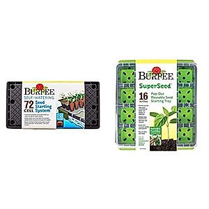 Burpee Self-Watering Seed Starter Tray, 72 Cells & SuperSeed Seed Starting Tray | 16 XL Cell | Reusable & Dishwasher Safe | for Starting Vegetable Seeds, Flower Seeds & Herb Seeds | Indoor Grow Kit