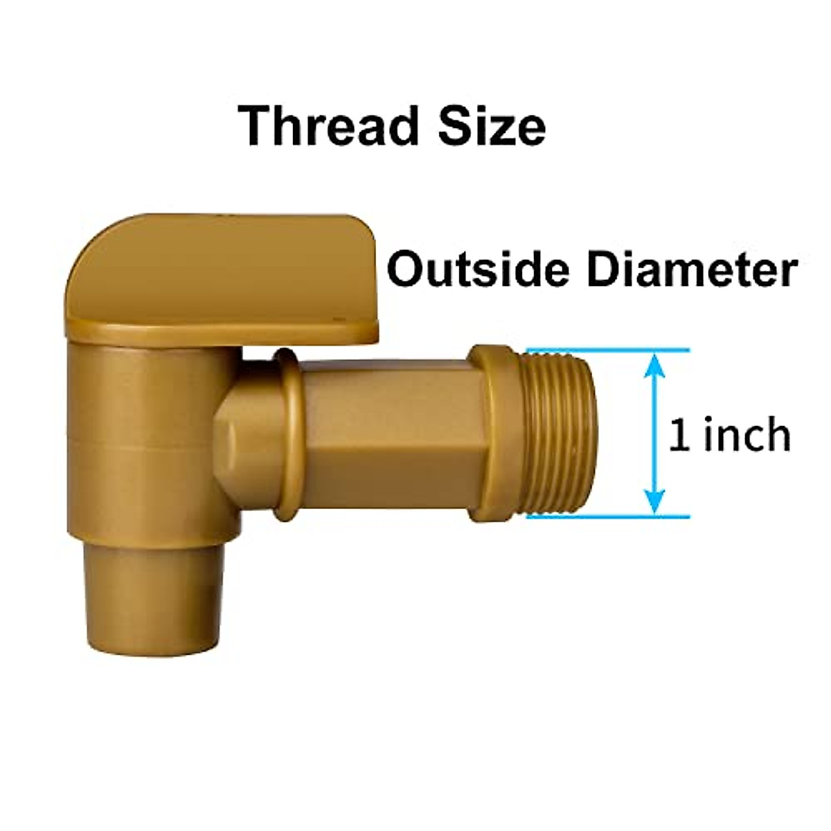 PowGrow Plastic Faucet Spigot, 3/4 NPT Spigot Faucet for Plastic Drums, Durable Polyethylene Material Faucet Replacement Spigot, 1 Inch Thread Size,2-Pack