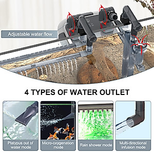 bykaeler 225GPH Canister Filter for Aquarium with Timed Light, Ultra-Quiet External Aquarium Filter with Filter Medium and Spray Rod,Suitable for Large Fish Tanks and Aquariums (LED-901F)