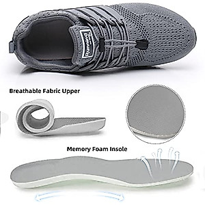 BOGOVER Men's Walking Shoes Non Slip Running Tennis Shoes Breathable Lightweight Air Cushion Sneakers for Tennis Gym Jogging(Dark Grey,8)