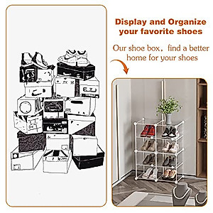 Annualring 8-Cube Stackable Shoe Organizer Clear Plastic Shoe Storage Rack Durable Modular Shoe Cabinet with Door Display Box Shoe Container Clear Closet Shelf Shoe Organizer