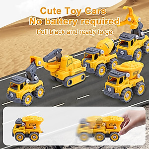 Toy Car Set for Kids 5 in 1 Transform Robot Take Apart Toys Building Toys Excavator Construction Vehicle Robot Toy with Sound and Light Effect for 3 4 5 6 7 8 Olds Boys and Girls Gift