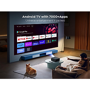 Projector 4K with Android TV, YABER K2s 800 ANSI WiFi 6 Bluetooth Projector, Sound by JBL, Dolby Audio, Auto Focus & Keystone, Native 1080P 4K Supported Outdoor Movie Projector with Netflix 7000+ Apps