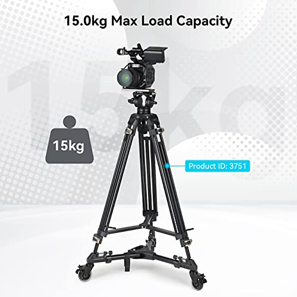 SmallRig Universal Photography Tripod Dolly, Heavy Duty with 3" Rubber Wheels, Adjustable Legs and Carry Bag, 33 lbs Capacity Tripod Wheels for Canon for Sony Cameras Camcorder Video Lighting- 3986