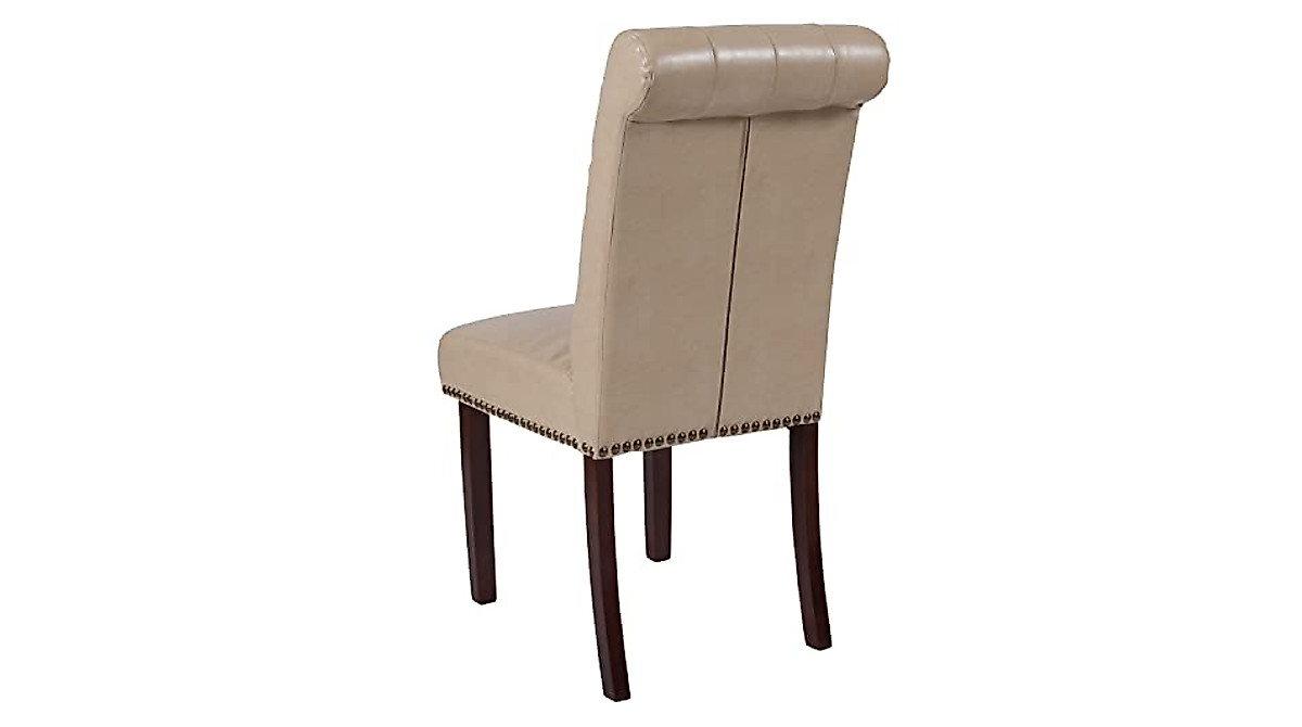 Set of 4 Beige LeatherSoft Parsons Chairs | Stylish & Durable Dining ...