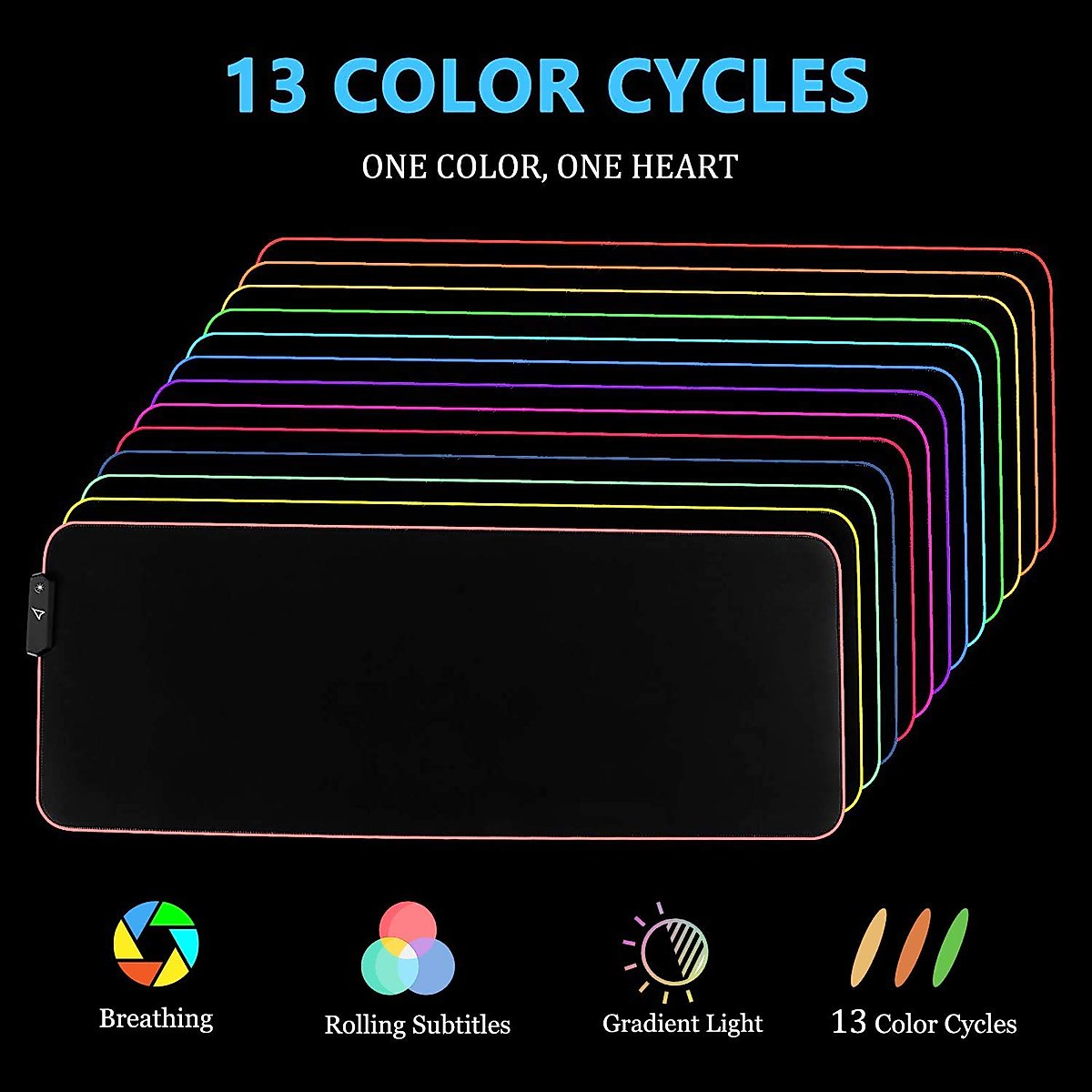 Dpower RGB Gaming Mouse Pad - Large Extended 13 Lighting Mode LED Soft Mouse Pad, Non-Slip Rubber Base, Waterproof, Computer Keyboard Mousepad Mat XL for Pro Gamer, 31.5X11.8Inch