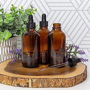 4oz Amber Glass Dropper Bottles (6-Pack), Refillable Glass Bottles for Essential Oils, Cosmetics, and Cooking