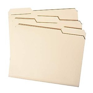 Amazon Basics 1/3-Cut Tab, Assorted Positions File Folders, Letter Size, Manila - Pack of 100