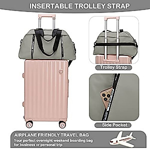 BASICPOWER Travel Duffel Gym Yoga Workout Tote Bag, Waterproof Overnight Weekender Bag, Dry-Wet Separated, with Yoga Mat Storage Tape, Grey