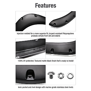 MaxMate Fender Flares Compatible with 2002-2008 Dodge Ram 1500; 2003-2009 2500 3500 (Not Fit 06-09 8ft Bed models), Fine-Textured Paintable Bolt-Riveted Style 4pc | TFD84078