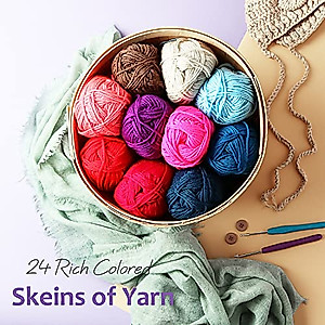 Soft Yarn for Crocheting - 2400 Yards Crochet Yarn for Crocheting and Knitting Yarn, Amigurumi Yarn for Knitting, Acrylic Yarn Bulk, Perfect Yarn for Crafts, Crocheting Yarn Set - 24 Yarn Pack x 50g