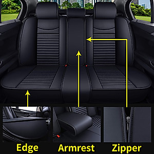 Aierxuan 5 Car Seat Covers Full Set Waterproof Leather Universal Nissan Honda Civic CRV Hrv Kia Sorento Toyota Corolla 4Runner Camry Hyundai Jeep Ford Focus Edge Mazda (Full Set, Black)