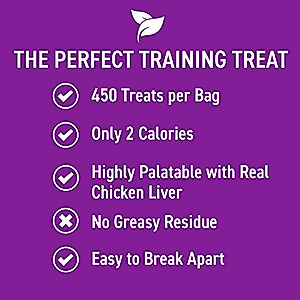 Cloud Star Tricky Trainers Crunchy Dog Training Treats 8 oz Pouch, Chicken Liver Flavor, Low Calorie Behavior Aid with 450 treats
