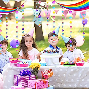 Spiareal Hanging Rainbow and Cloud Ceiling Decorations Rainbow Party Ceiling Decorations with Rainbow Paper Garland Circle Dots Rainbow Party Decorations for Birthday Wedding, Baby Shower, Classroom Streamers