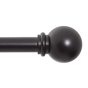 Kenney Chelsea 5/8" Standard Decorative Window Curtain Rod, 48-86", Black