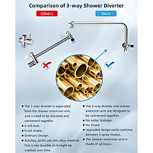 Hibbent Metal Thickness Shower Head, 10'' High Pressure Rainfall Shower Head/Handheld Showerhead Combo with 12'' Adjustable Shower Extension Arm, 7-Spray, 71'' Hose, Showerhead Holder, Chrome