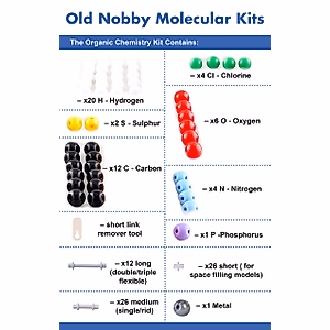 Organic Chemistry Model Kit (115 pc) Chemistry Set Molecular Model Kit with Atoms, Bonds, Instructional Guide - STEM Science Kit for Kids Toys Chemistry Kit for Students, Teachers, Young Scientists