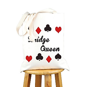 VAMSII Bridge Players Tote Bag Bridge Queen Shoulder Bag Bridge Card Gifts for Bridge Players Bridge Lovers Gift (Bridge Queen Tote)