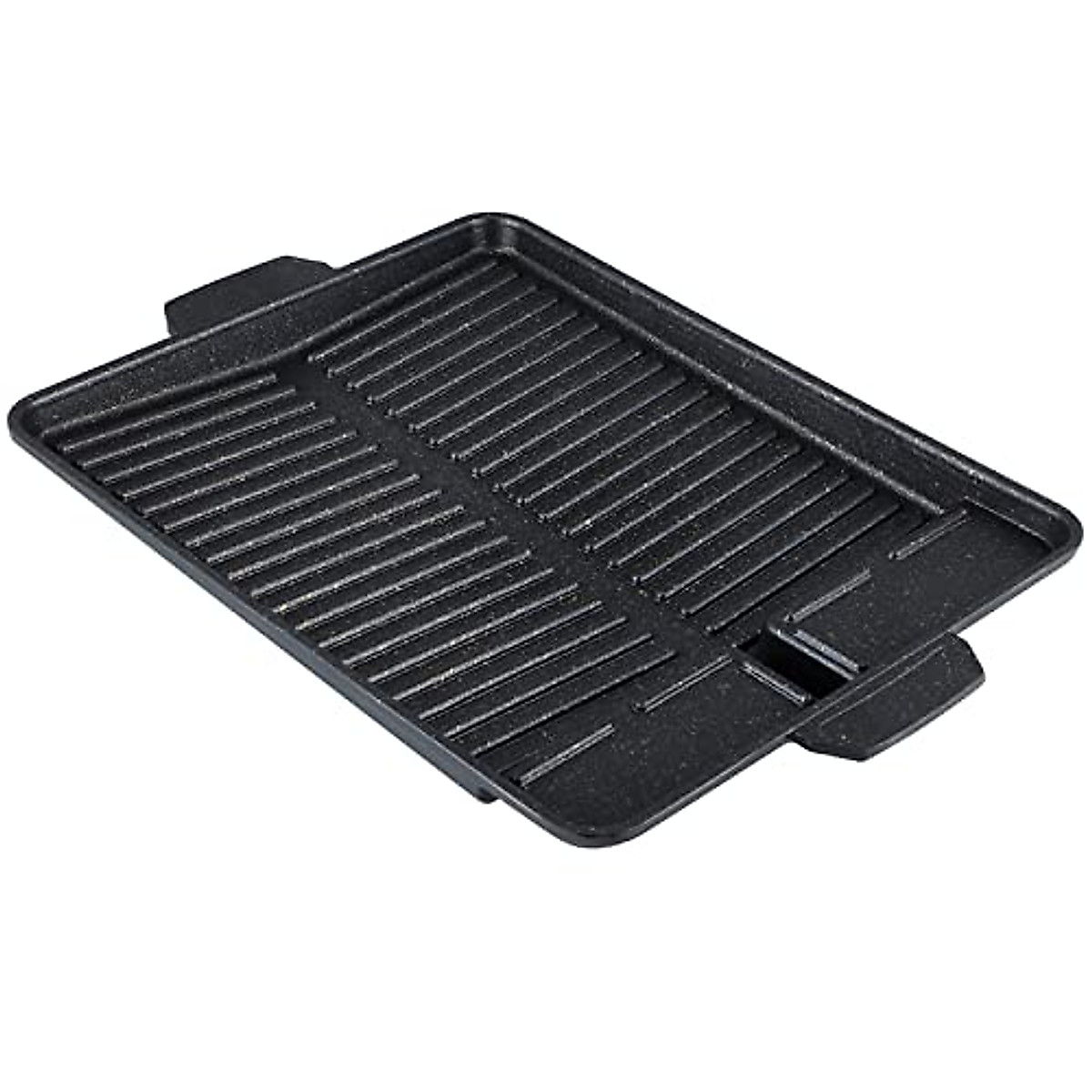 Sanbege BBQ Grill Pan with Nonstick Maifan Stone Coating and Oil Drain, 12.2" Smokeless Griddle Plate for Gas Stove, Indoor or Outdoor Open Flame Grilling (Rectangular)