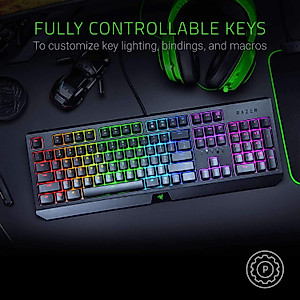 Razer BlackWidow Mechanical Gaming Keyboard: Green Mechanical Switches, Tactile & Clicky, Chroma RGB Lighting, Anti-Ghosting, Programmable Macro Functionality