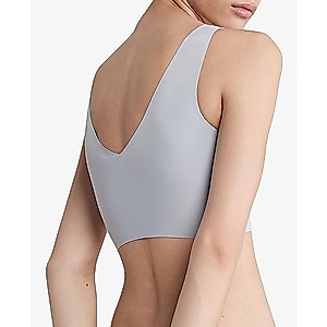 Calvin Klein Women's Invisibles Comfort Seamless Lightly Lined V Neck Bralette Bra, Dapple Gray