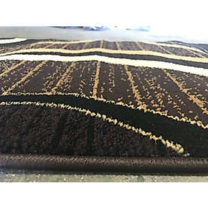 Modern Runner Contemporary Area Rug Dark Brown Black Beige Carpet King Design 344 (2 Feet X 7 Feet 3 Inch )