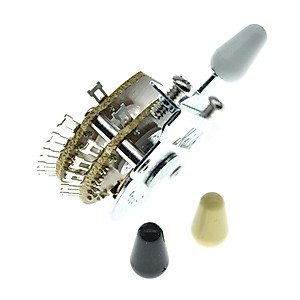 KAISH Guitar 5-way Super Switch Pickup Selector Super 4-Pole Double Wafer for Strat/Tele Guitars with Black/Ivory/White Tip