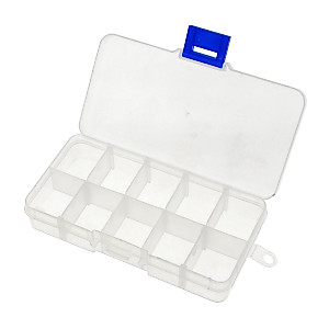 Plastic Compartment Box with Adjustable Dividers, 10 Grid Clear Component Storage Box, 5 x 2.5 Inch Craft Tackle Organizer Storage Containers Box for Crafts Jewelry - 10 Packs