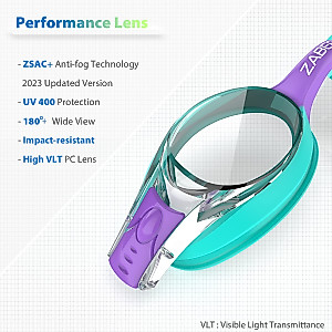ZABERT 2 Pack Girls Swim Goggles, Swimming Goggles for Girl Kids Toddler Youth Junior Children Child Age 3 4 5 6 7 8 9 10 11 12 Years Anti Fog Teal Purple Black Pink