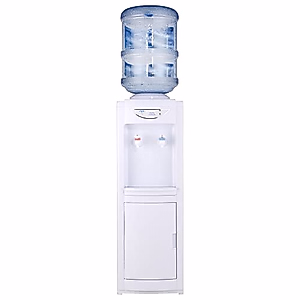 Water Cooler Dispenser, Hot&Cool Top Loading Water Dispenser 5 Gallons Water Coolers with Child Safety Lock Removable Drip Tray & Storage Cabinet