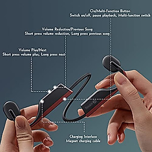 LUEXBOX Bone Conduction Headphone Wireless Bluetooth with Storage Bag, Open Ear Earphone with 32G Memory, Waterproof Sports Headset with Noise Cancelling for Running, Swimming, Workout