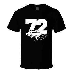 CarGeekTees 1972 F100 Pickup Truck Three Quarter View Dark Color T Shirt XL Black