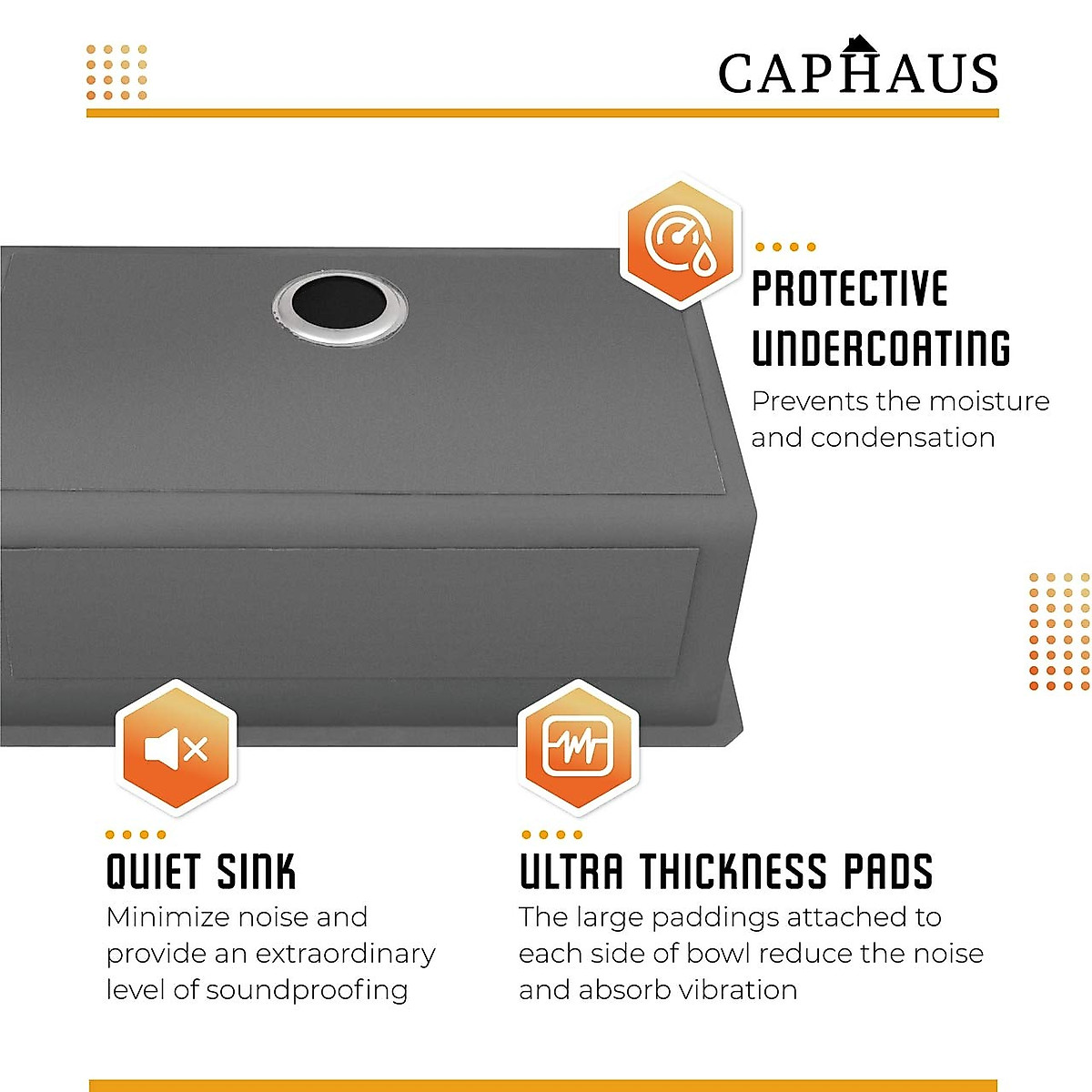 CAPHAUS Undermount Single or Double Bowl 16 Gauge Stainless Steel Kitchen Sink, Mutiple Choices for 30-inch, 31-inch, 32-inch, w/Drain Strainer and Bottom Grid