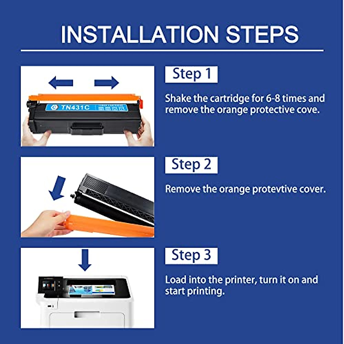 NUCALA TN-431 (TN431) 3PK: Cyan, Magenta, Yellow, Compatible TN-431C,TN431M,TN431Y Toner Cartridge Replacement for Brother TN4313PK to use with MFC-L8900CDW L8610CDW, HL-L8360CDW L8260CDW Printer Ink