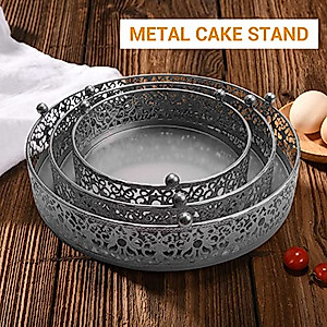 Nvanvmm 3 Pieces Cake Stands Set Round Cupcake Stands Set Iron Wedding Brithday Party Celebration Dessert Display Plates Silver, Gold,silver