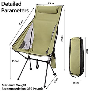 Zide Folding Camping Chairs Portable Lightweight Aluminum Alloy Bracket Moon Chair Comfortable Oxford Fabric for Outdoor Hiking Picnic Backpacking Mesh Chair