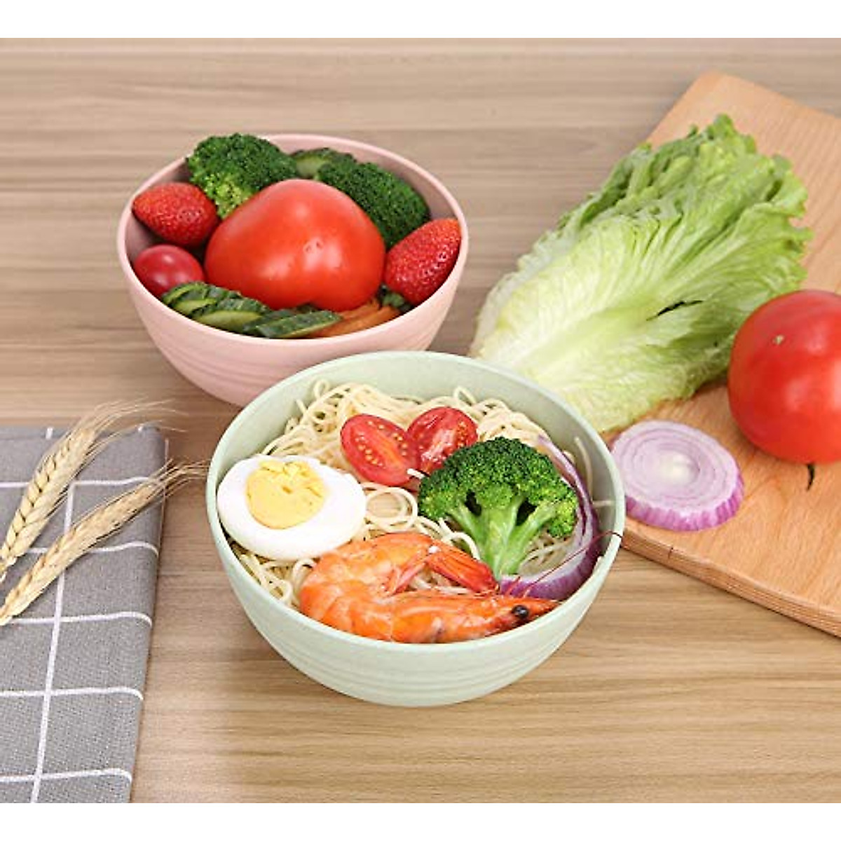 LuckyZone Unbreakable Cereal Bowls - 24 oz Reusable Wheat Straw Bowl Set of 4 - Dishwasher & Microwave Safe - Perfect for Cereal, Soup and Rice - BPA Free, Healthy & Eco-Friendly (4 Color)