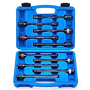 Orion Motor Tech 5pc 1/2" Drive Torque Limiting Extension Bar Set, Torque Extension Tool Set with 8 Inch Torque Sticks for Locking Lug Nuts with 65-140 ft-lb Force, Impact Torque Limiter Set